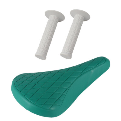 PRO+ Green Diamond Saddle & White Triangle Grips BMX BIKE | eBay