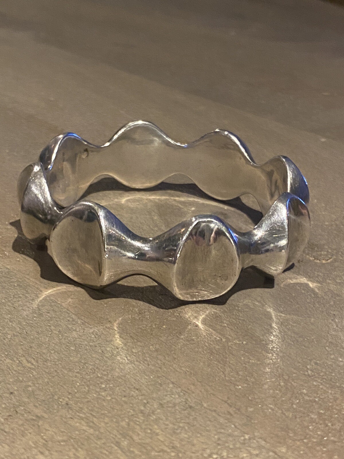 Large Sterling Silver Handmade Bangle Bracelet - Gem