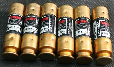 Six (6) Bussmann Fusetron FRN-R 2-8/10 Time Delay RK5 Type D Fuses 250V ...