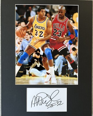 Earvin Magic Johnson Signed IP 11x14 Matted Autograph & Photo - Michael Jordan | eBay