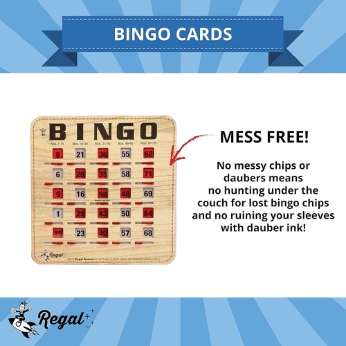 Regal Bingo Bulk Bingo Cards with Sliding Windows - Woodgrain - 10 Pack ...