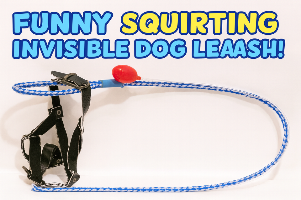 SQUIRTING INVISIBLE DOG LEASH Water Pee Joke Walking Gag Prank Toy ...