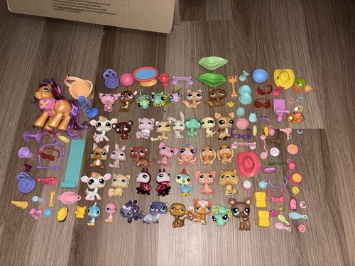 Vintage Littlest Pet Shop Figures And Accessories Lot Used LPS Rare 35 ...