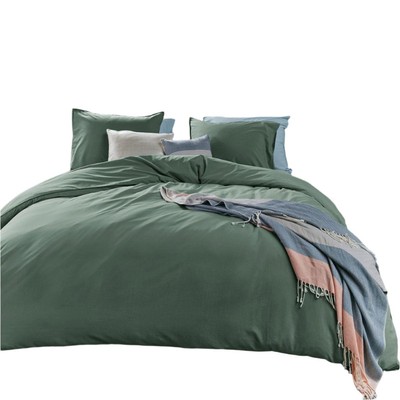 Bedding House Organic Cotton Green Quilt Doona Duvet Cover Set King ...