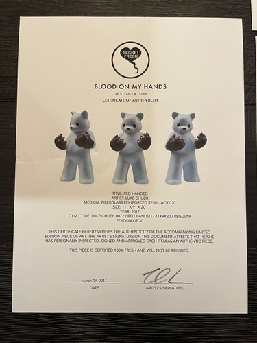 Luke Chueh Secret Fresh Red Handed 20” Figure Limited 30 Plus Print Set ...