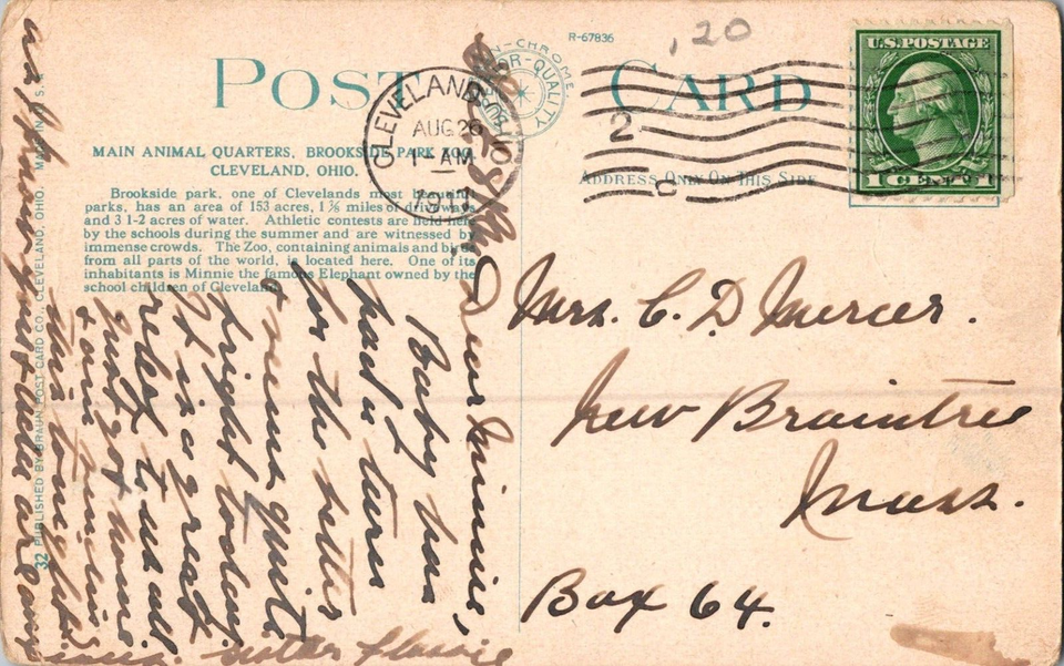 Postcard Main Animal Quarters Brookside Park Zoo Cleveland Ohio ...