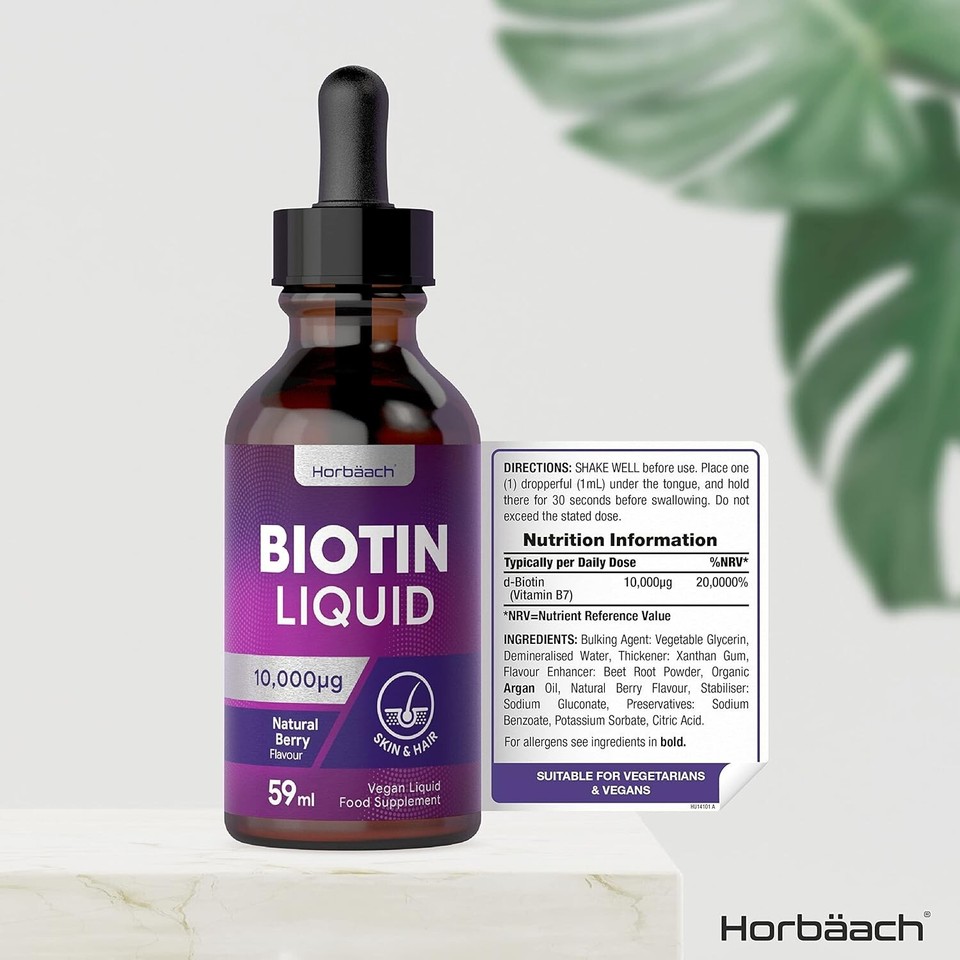 Biotin Hair Loss Growth Drops 10000 mcg Supplement 59ml Vegetarians ...