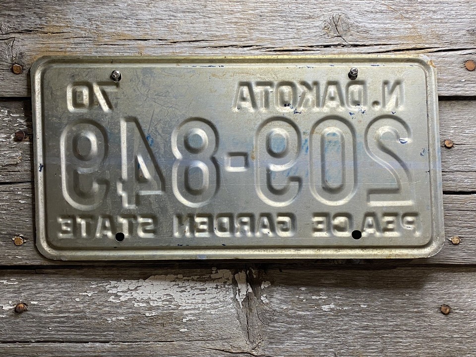1970 North Dakota License Plate 209-849 ND ‘70 w/‘73 Sticker Tab | eBay