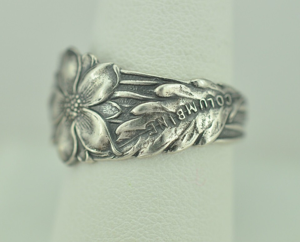 Dainty Solid 925 Sterling Silver Columbine Flower Floral Adjustable ...