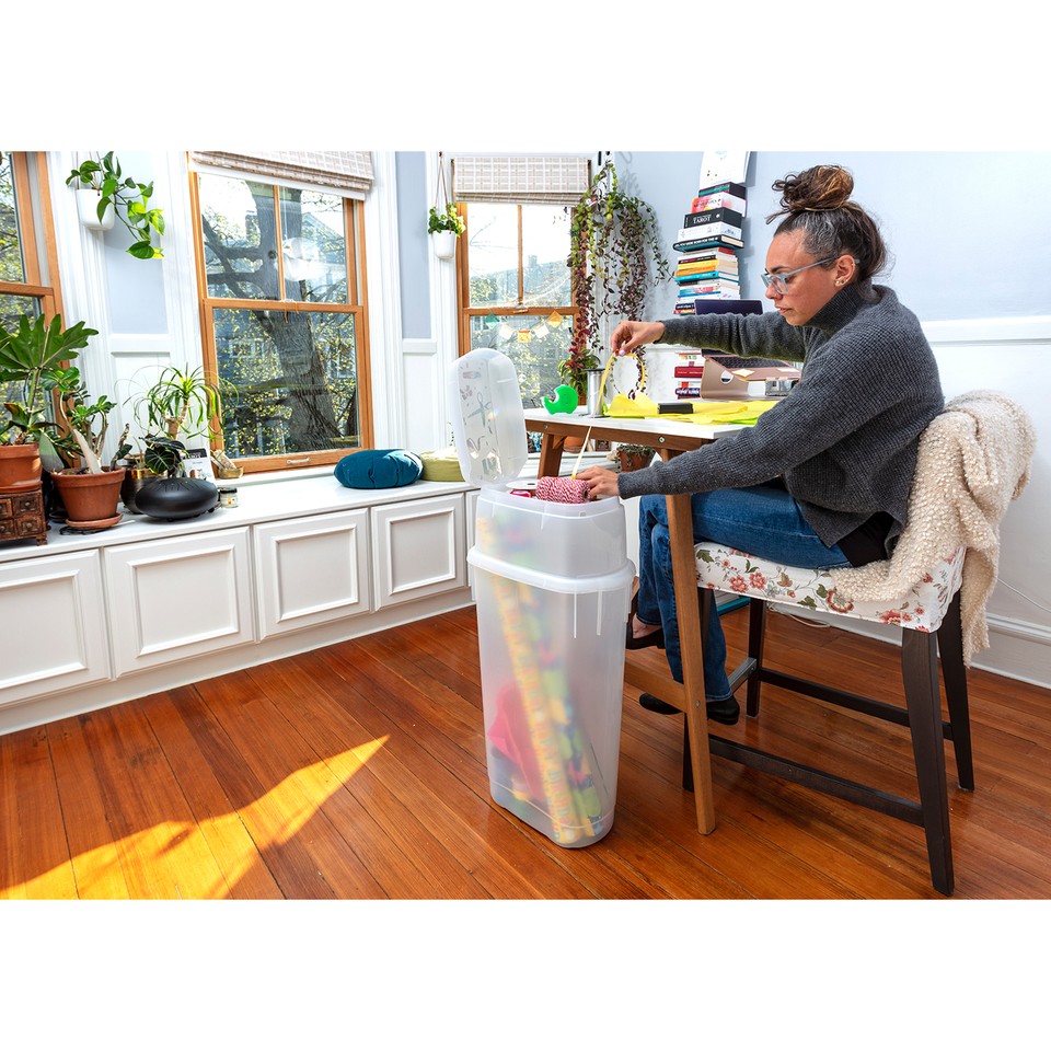 Rubbermaid Wrap N' Craft Plastic Wrapping Paper Holder Container (Open ...