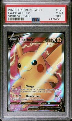 2020 Pokemon SwSh Vivid Voltage Full Art Pikachu V 170 PSA 9 Off Center ...