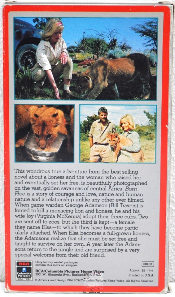 BORN FREE VHS RCA / Columbia Home Video 60142 | eBay