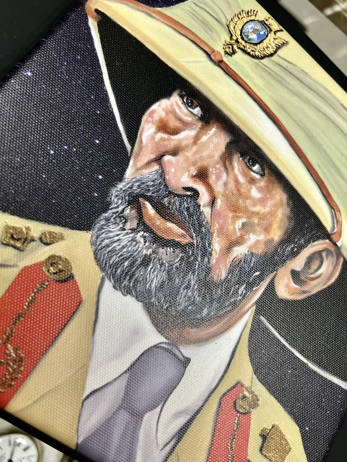 8” x 8” FAWAZ AUTHENTIC CANVAS ACRYLIC PRINT “HAILE SELASSIE” PAINTING ...