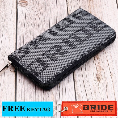 Gray Automotive Racing Bride Zipper Wallet JDM Fabric Wallet With a ...
