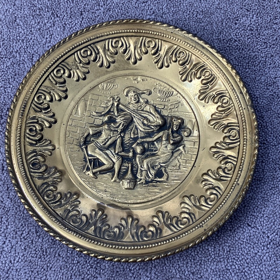 VINTAGE EMBOSSED BRASS 12” WALL PLATE -ENGLAND | eBay