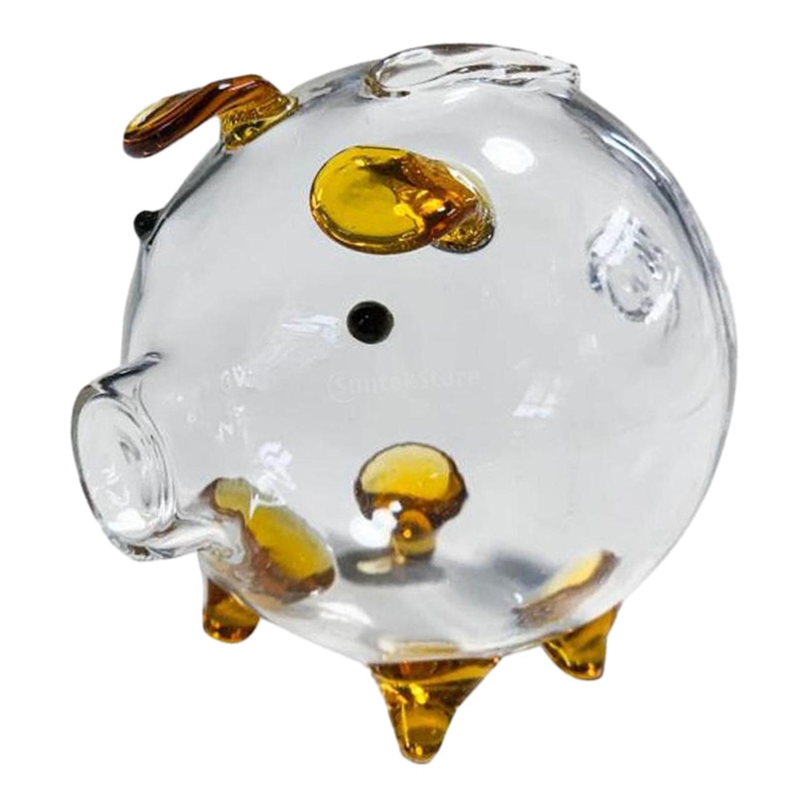 Piggy Bank Pig Figurine Glass Cute Storage Canister for Girls Boys ...