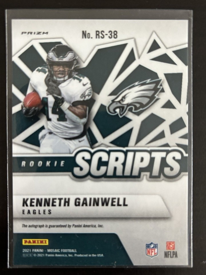 2021 Mosaic Kenneth Gainwell Silver Auto Rookie Scripts RC Eagles # RS ...