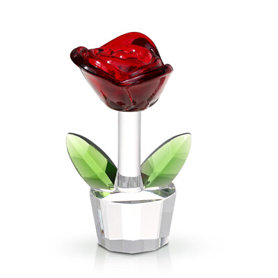 Red Crystal Tulip Flower Figurine Collectible Glass Bouquet Ornament ...