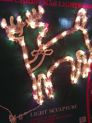 VTG 16" Reindeer Window Light Sculpture Tinsel Decoration | eBay