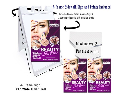 Beauty Salon Hair Nails A-frame Sidewalk Sign includes 2 prints | eBay