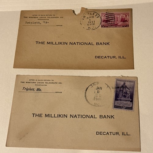 Triplett, MISSOURI Chariton Co (1875-2001) 1937 & 1941 Cancel. Western ...