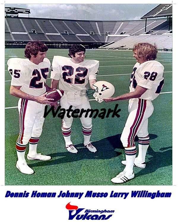 WFL 1975 Birmingham Vulcans Homan Musso & Willingham Color 8 X 10 Photo ...