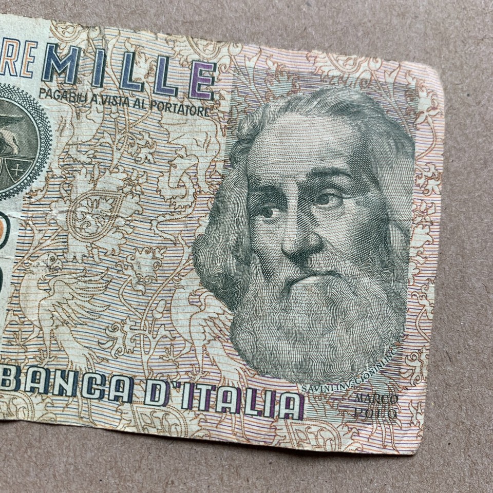 Marco Polo Currency ITALY 1000 Lire Banknote World Paper Money Italian ...