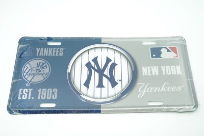 New York Yankees MLB Baseball Bullseye Aluminum Metal License Plate ...