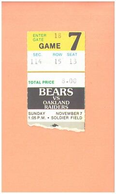 Walter Payton Rushing TD 16 & 17 & 18 1976 ticket Chicago Bears Oakland ...