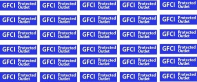 GFI GFCI Protected Receptacle BLUE Outlet Stickers 30 Pack .25" x 1.0 ...