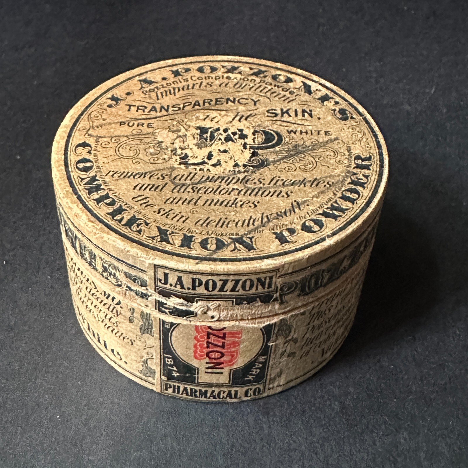 Antique JA Pozzoni JAP Complexion Face Powder Box Wooden RARE Victorian ...