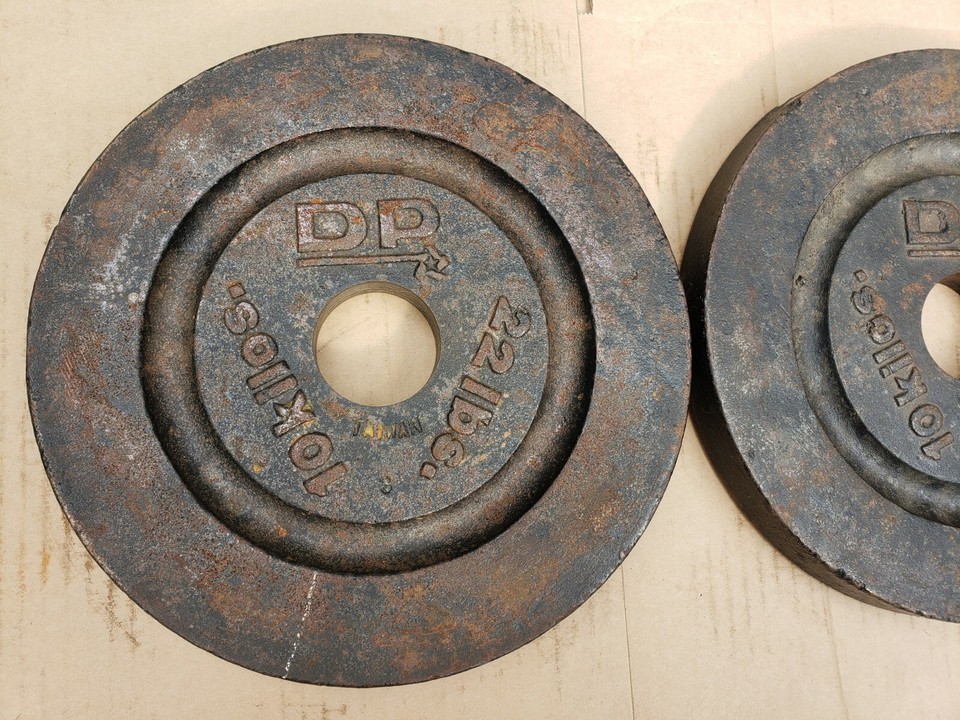 Vtg DP Diversified Products Olympic Barbell Weights PAIR of 10kg / 22Lb ...