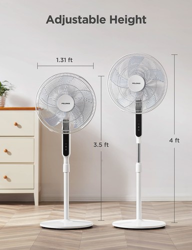 Pelonis FS40-19PRD 16'' 12 Speeds Remote Control DC motor Ultra Quiet Pedestal - White for sale ...