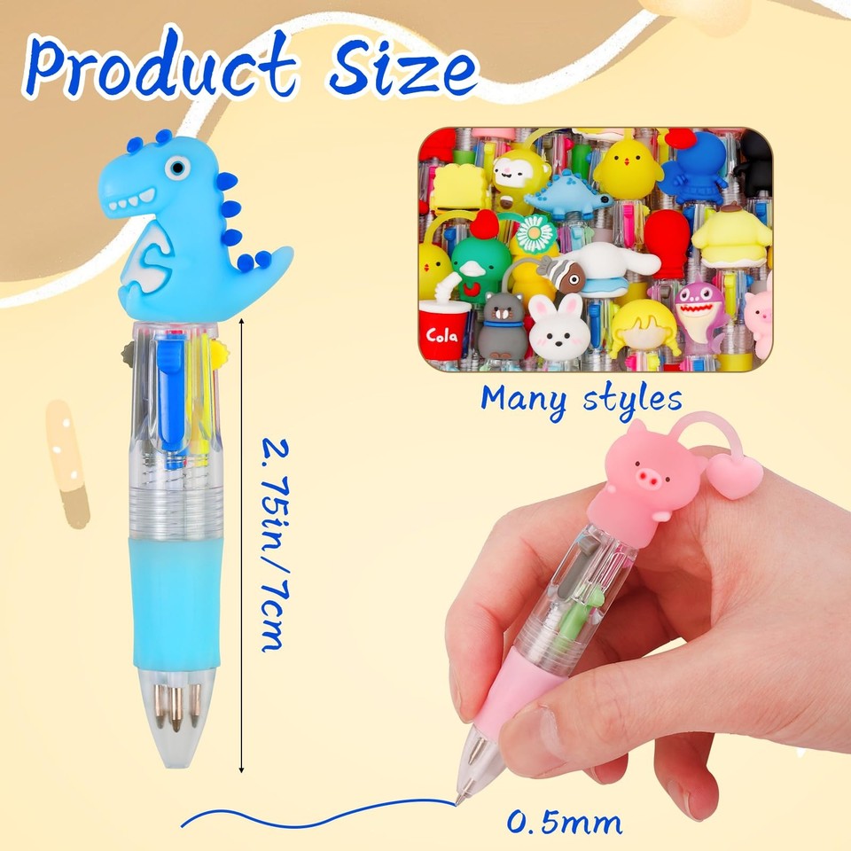 30Pcs Mini Multicolor Pens in One 4-in-1 Cute Pens Bulk for Kids ...