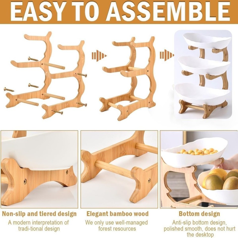 3 Tier Fruit Stand Vegetable Bowl Basket Rack Kitchen Storage Basket ...