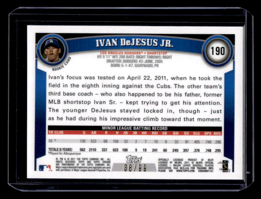 2011 Topps Chrome #190 Ivan DeJesus Jr. Rookie Autograph Sepia ...