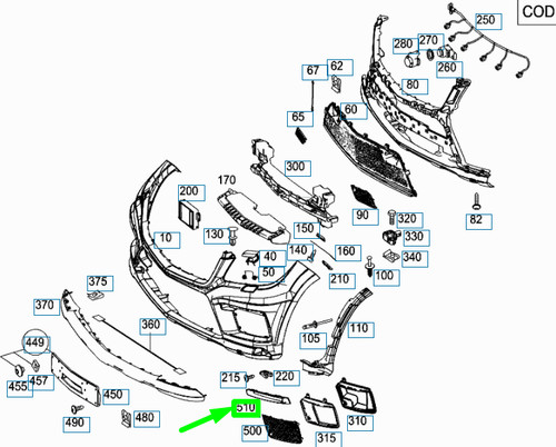 NEW MERCEDES-BENZ GLS X166 FRONT RIGHT BUMPER MOLDING A1668852874 ...