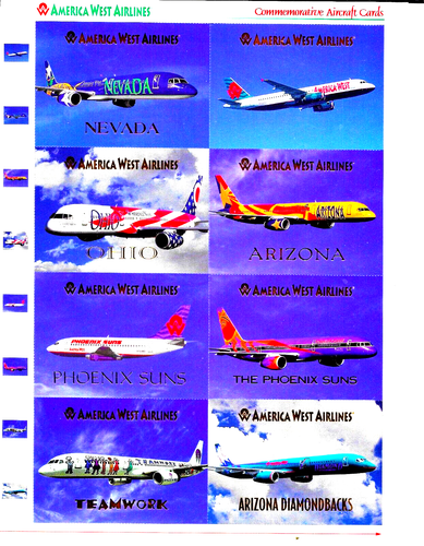 America West Airlines Trade Card 737 757 A320 8 Cards with aircraft ...