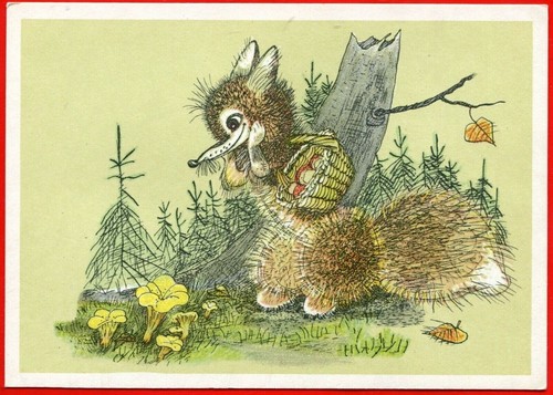 1967 Fairy Tale Fanny FOX Mushroom Forest Animal ART Soviet RUSSIAN ...