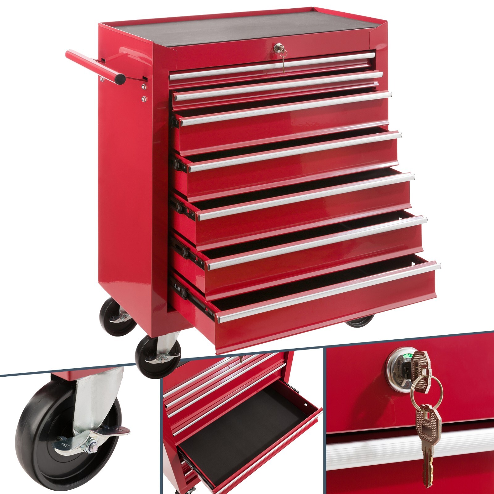 AREBOS Roller Tool Cabinet Storage 7 Drawers Toolbox Tool Chest ...