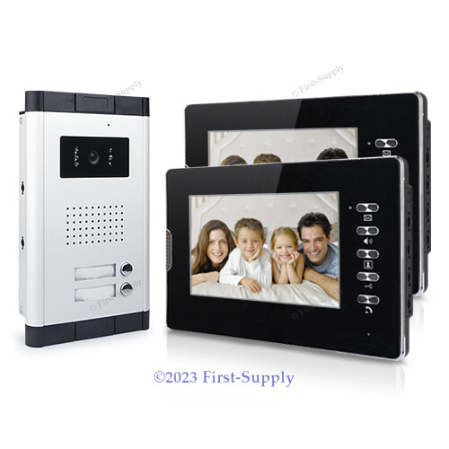 Wired Apartment Video Door Phone 2 Monitors 7" Screen Outdoor Unit ...