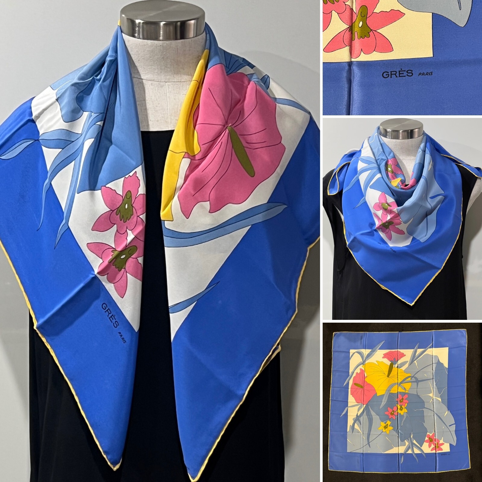 GRES Paris Authentic Lilac/Green Tree Silk Crepe de C… - Gem