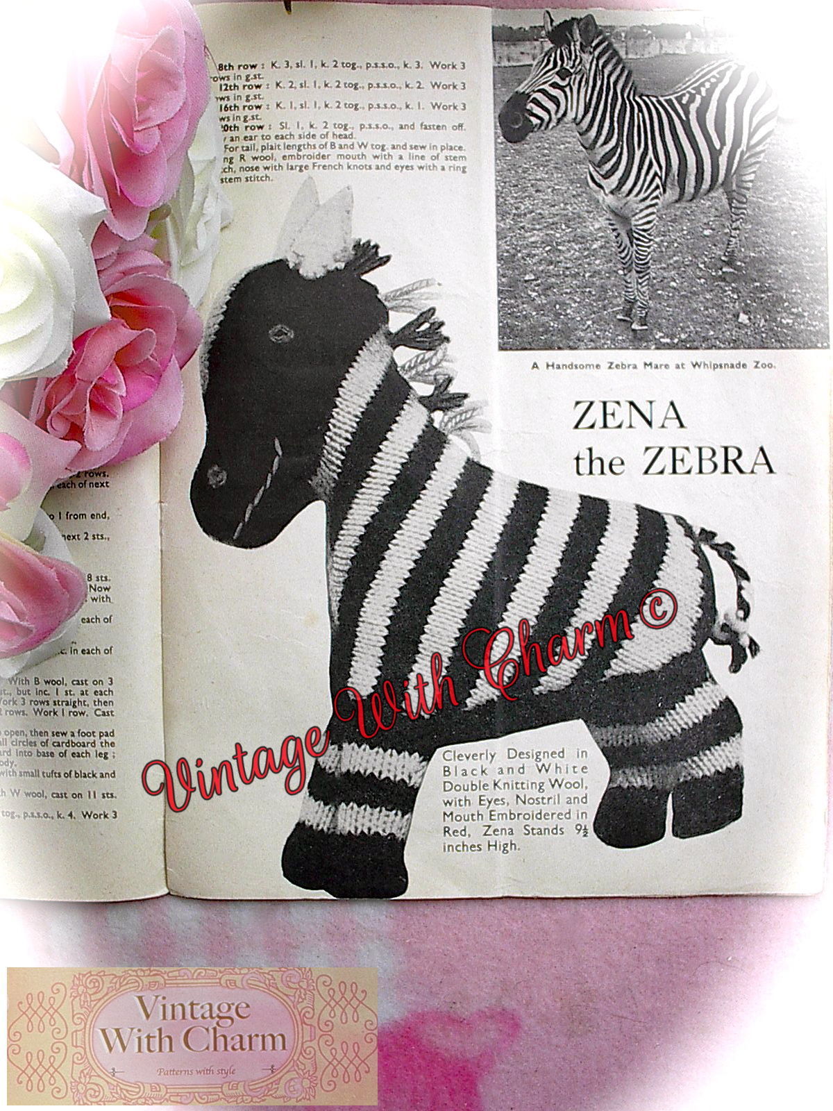 Vintage Toy Knitting Pattern 'Zena' The Zebra JUST £1.99 | eBay UK