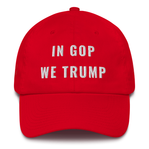 IN GOP WE TRUMP embroidered Text MAGA RED Hat USA Republican Campaign ...