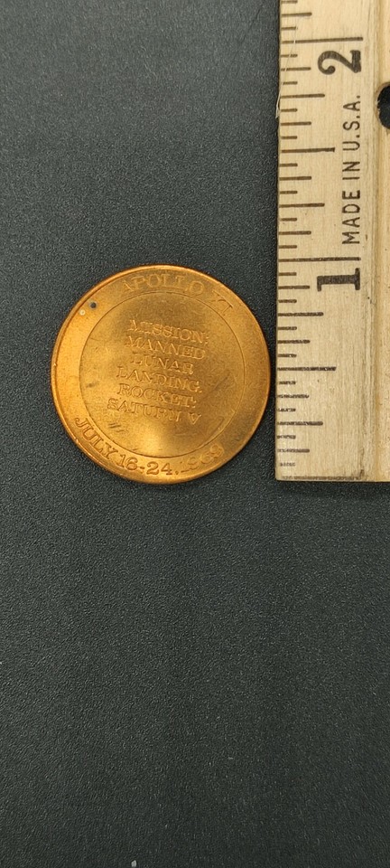 3 Commemorative Apollo 11 Copper Coin Token in orginal packaging. Unc ...