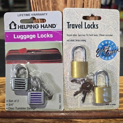 2 Pack Luggage Padlock Suitcase Travel Side Lock Key NEW 2 Pack 4 Locks ...