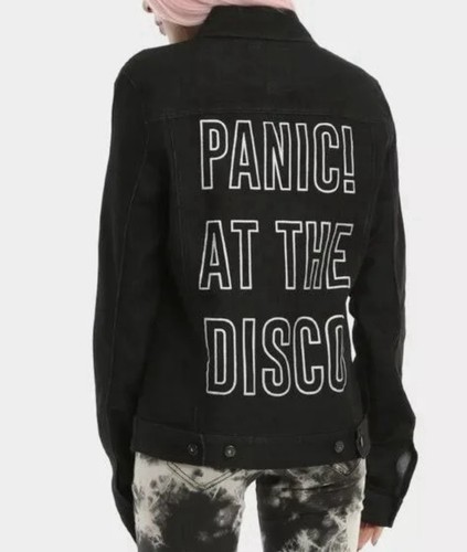 Panic! At The Disco Black Denim Jean Jacket Cotton Embroidered Coat ...