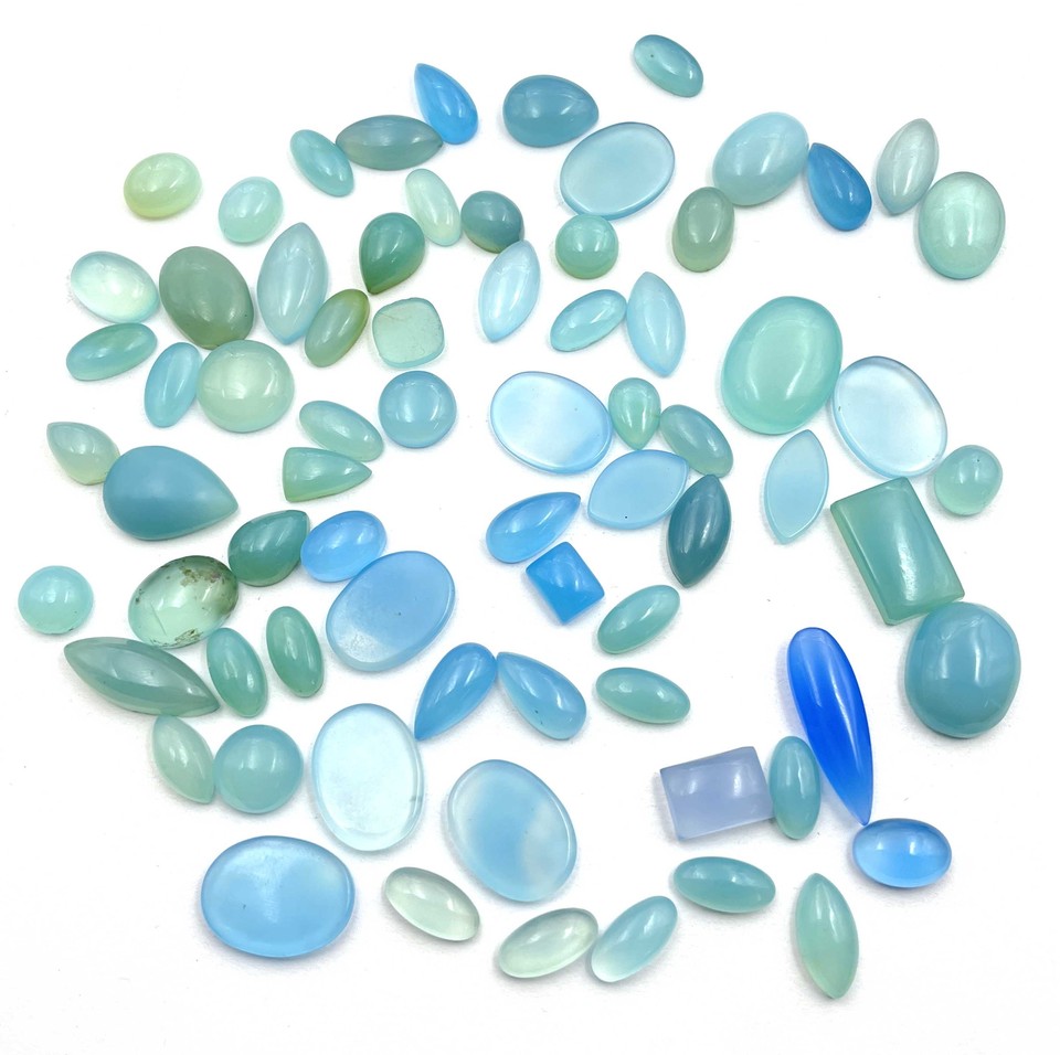 Pietra preziosa sciolta cabochon a forma di misto calcedonio blu ...