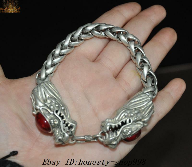 Tibet Tibetan silver Inlay ruby Dragon loong Bracelet | eBay