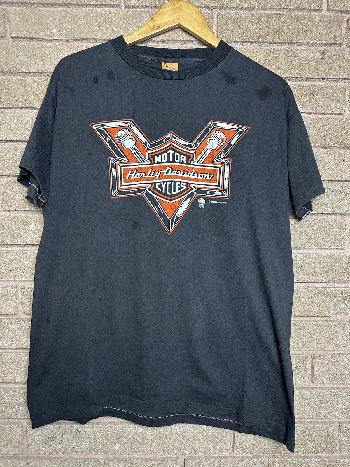 Vintage 90s Harley Davidson Engine Logo T-Shirt - Gem